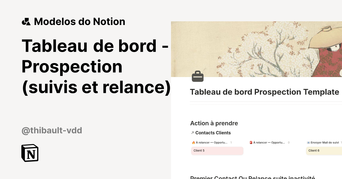 Modelo Tableau de bord - Prospection (suivis et relance) | Marketplace ...