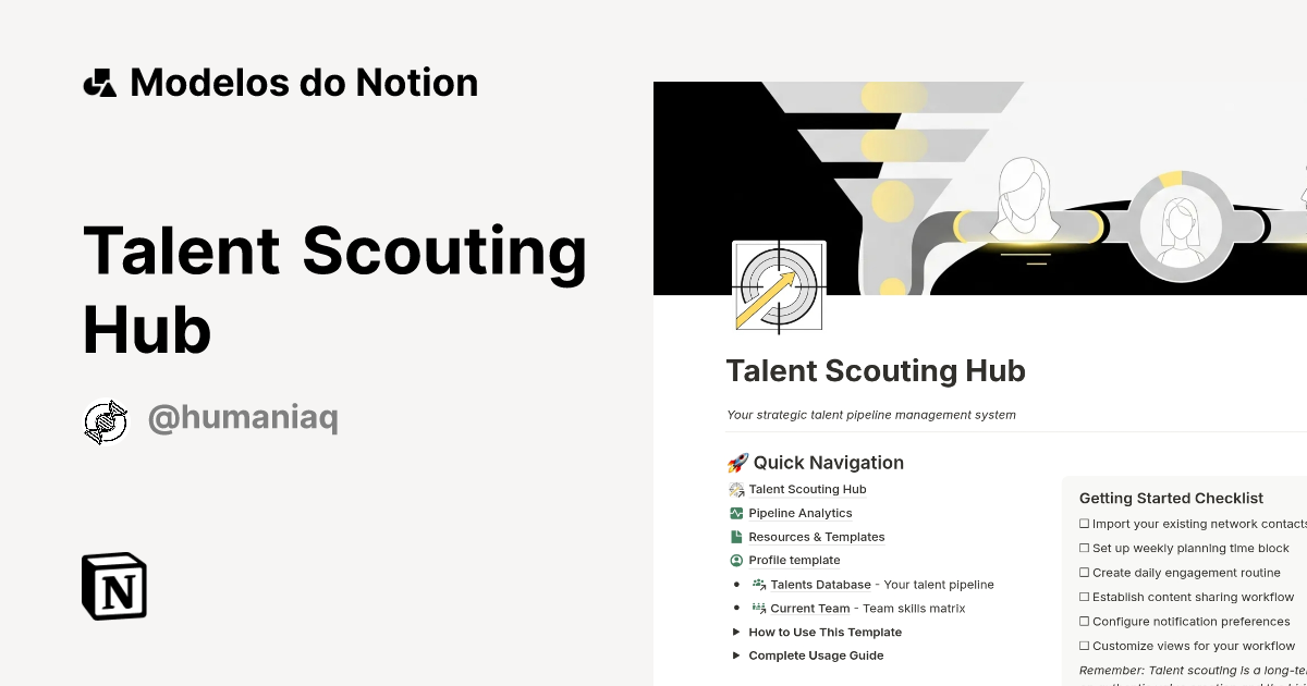 Modelo Talent Scouting Hub | Marketplace do Notion