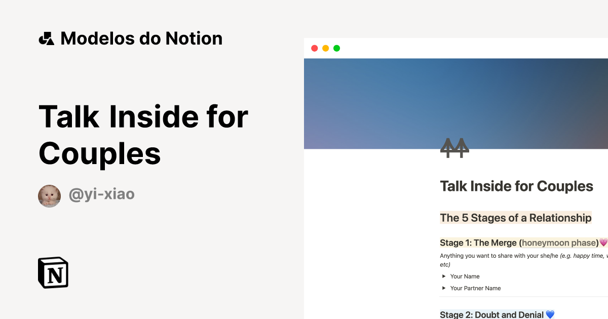 Talk Inside for Couples Modelo por Yi Xiao | Marketplace do Notion