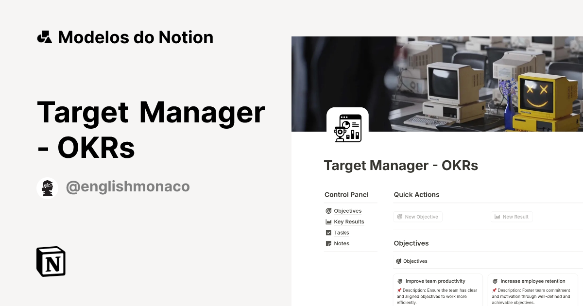 Modelo Target Manager - OKRs | Marketplace do Notion
