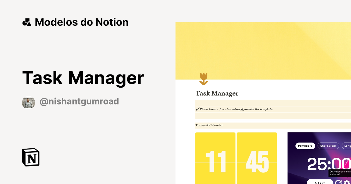 Modelo Task Manager | Marketplace do Notion