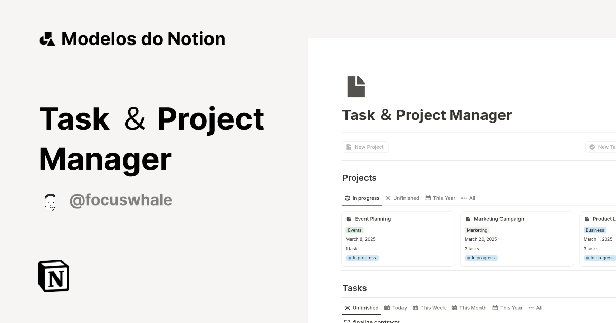 Modelo Task ＆ Project Manager | Marketplace do Notion