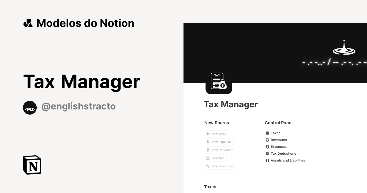 Tax Manager Modelo por Stracto | Marketplace do Notion