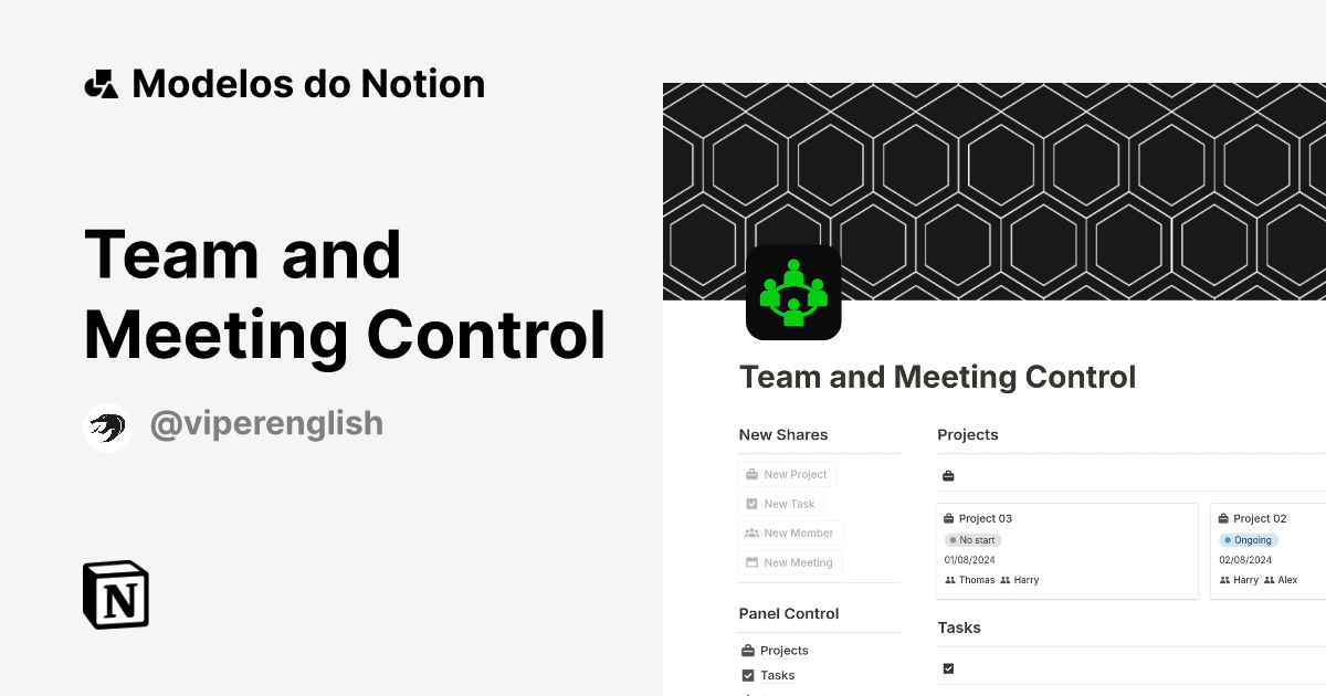 Modelo Team and Meeting Control | Marketplace do Notion