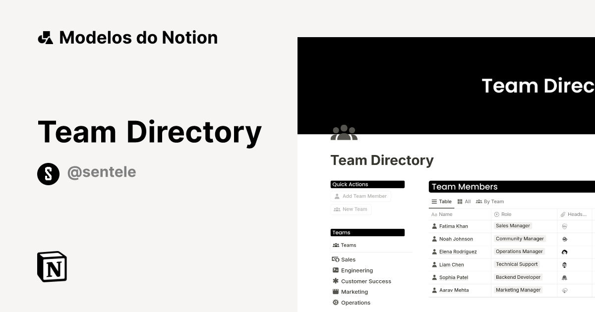 Modelo Team Directory | Marketplace do Notion