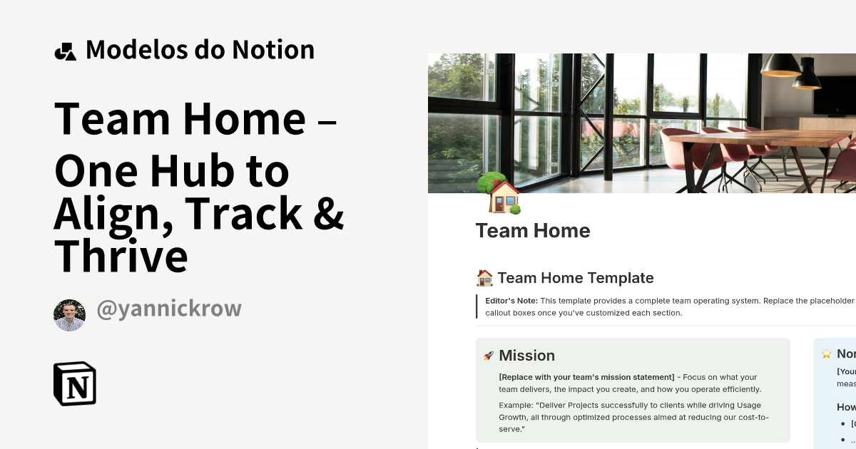 Modelo Team Home – One Hub to Align, Track & Thrive | Marketplace do Notion