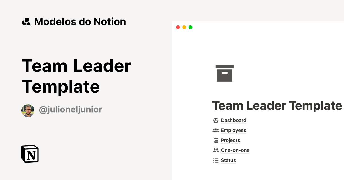 Modelo Team Leader Template | Marketplace do Notion