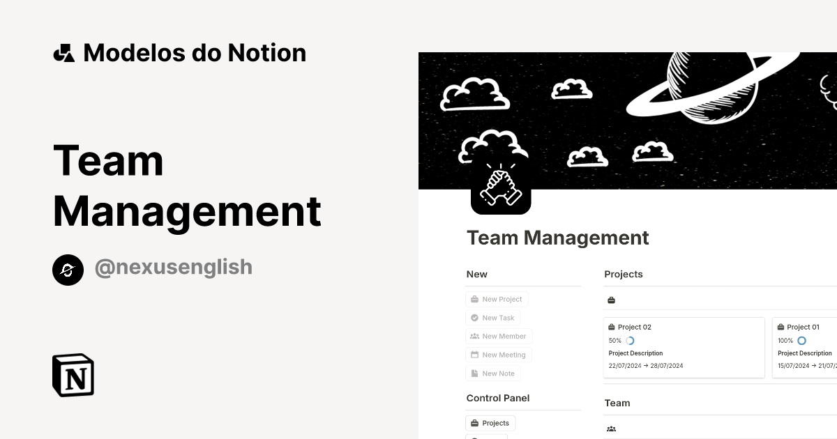 Modelo Team Management | Marketplace do Notion