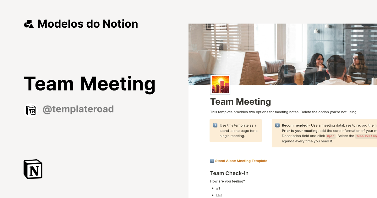 Modelo Team Meeting | Marketplace do Notion