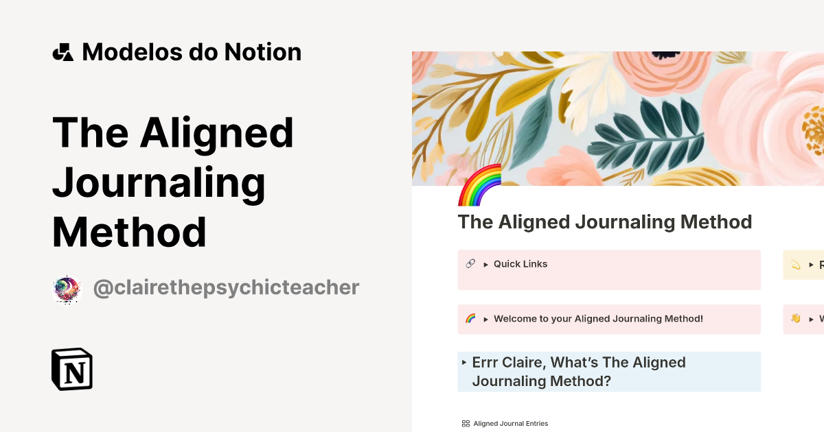 The Aligned Journaling Method Modelo por Claire | The Psychic Teacher | Marketplace do Notion