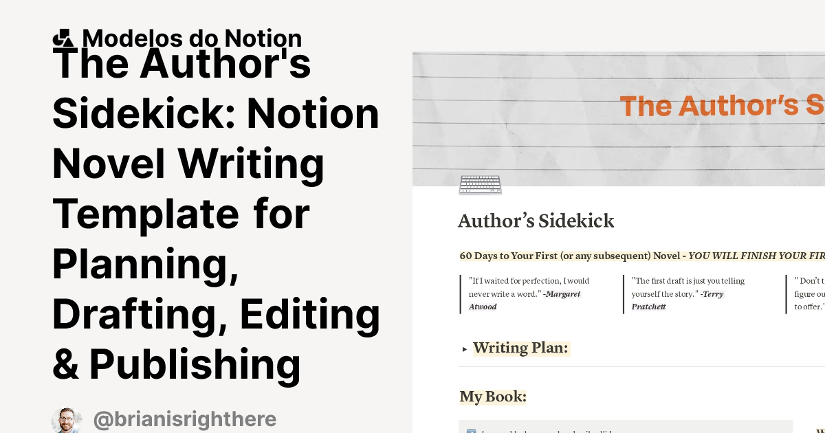 Modelo The Author's Sidekick: Notion Novel Writing Template for ...