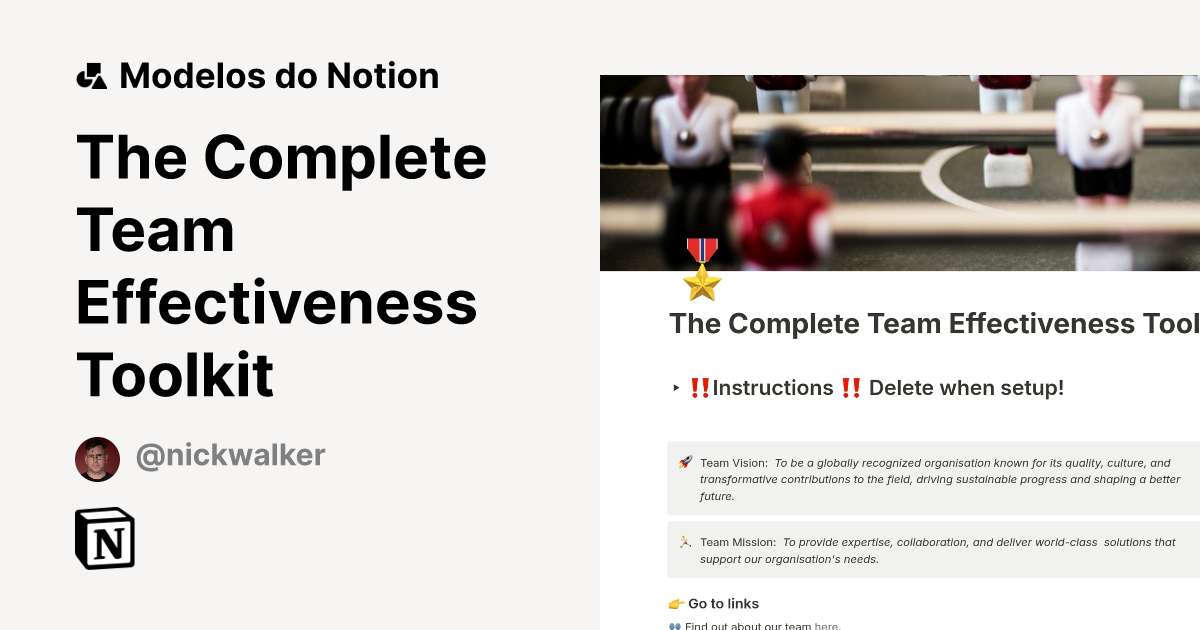 Modelo The Complete Team Effectiveness Toolkit | Marketplace do Notion
