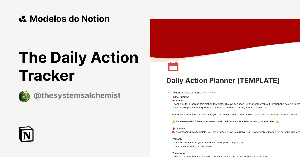 Modelo The Daily Action Tracker | Marketplace do Notion