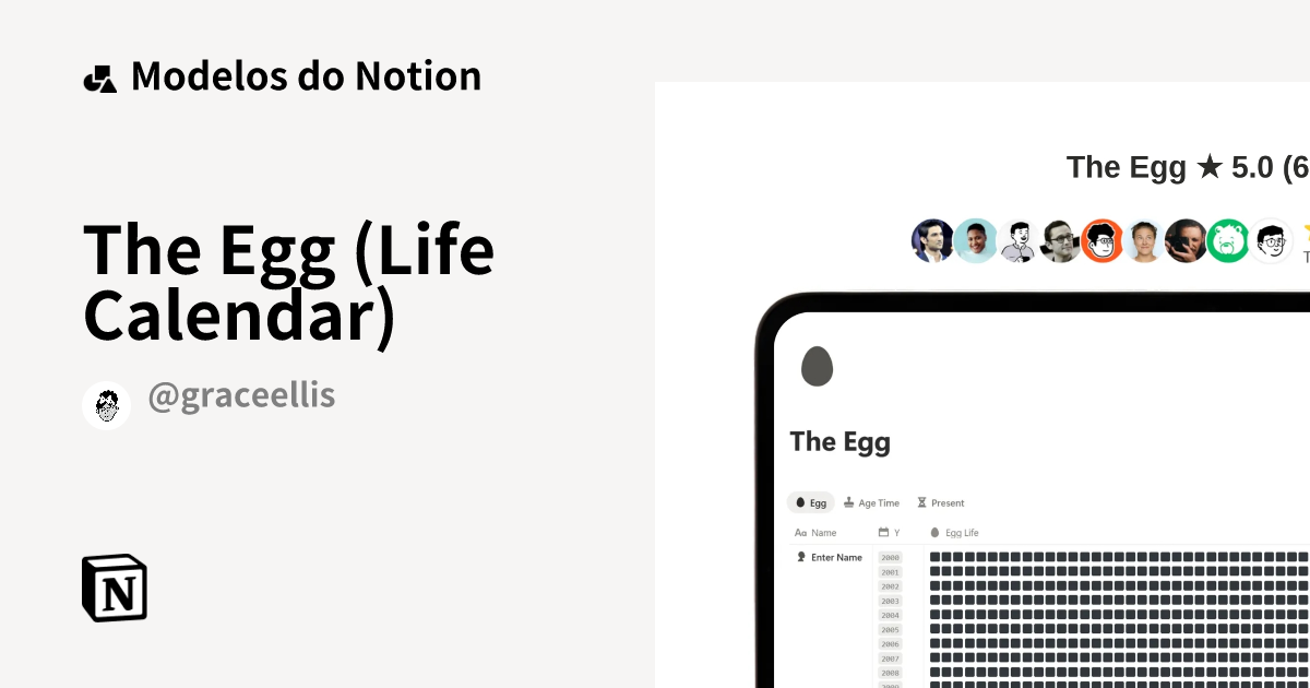 The Egg (Life Calendar) Modelo por Grace Ellis | Marketplace do Notion