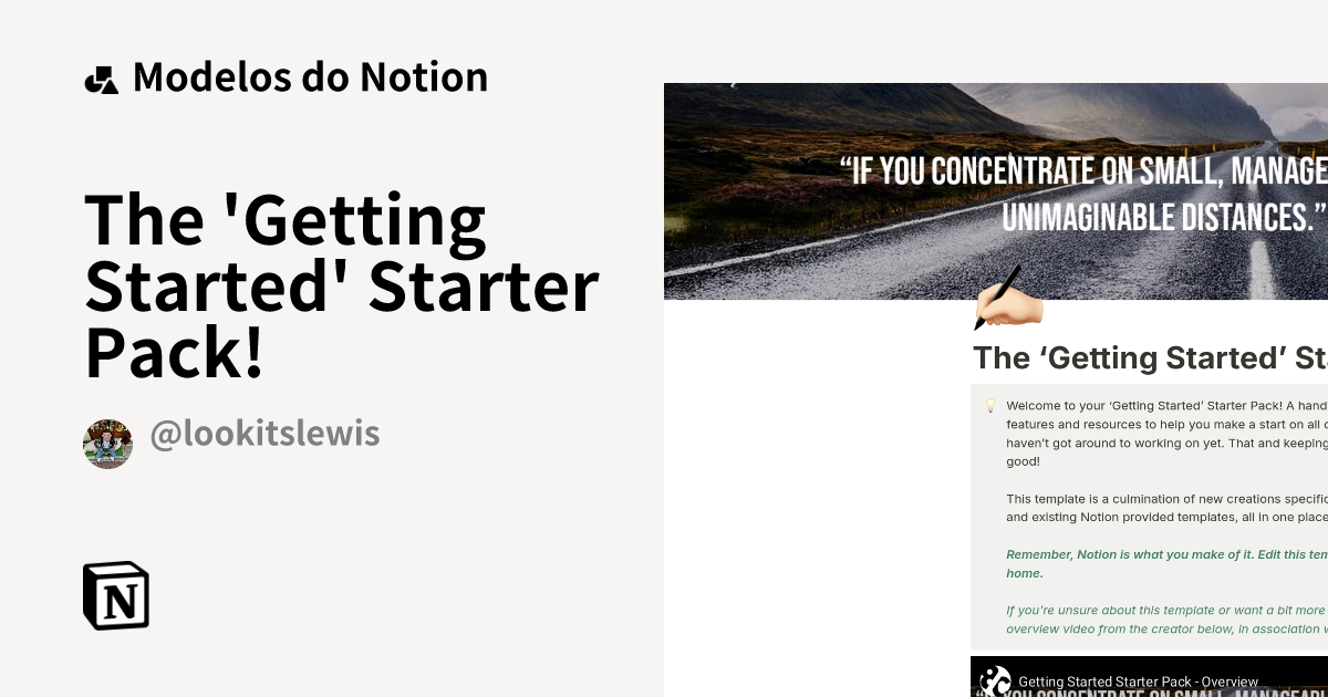 The 'Getting Started' Starter Pack! Modelo por lookitslewis | Marketplace do Notion