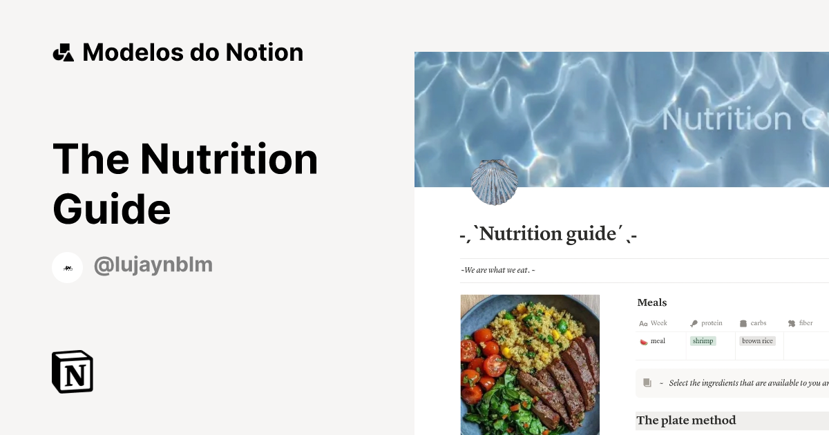 Modelo The Nutrition Guide | Marketplace do Notion