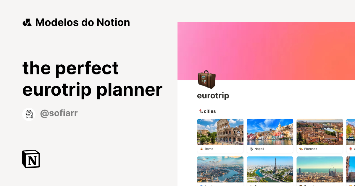 Modelo the perfect eurotrip planner | Marketplace do Notion