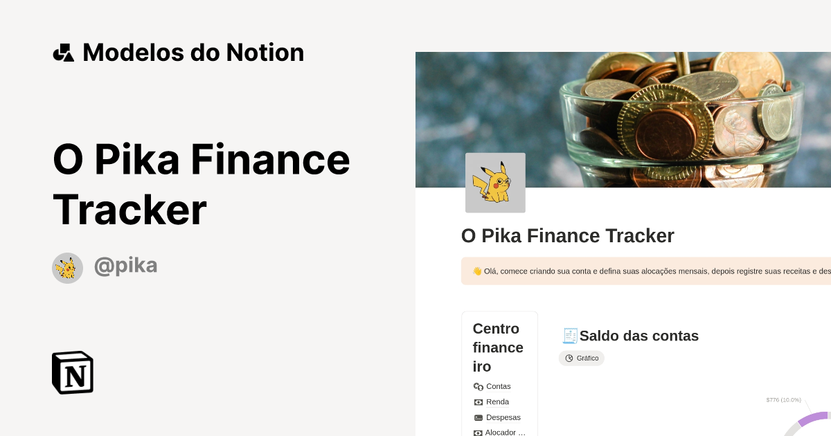 Modelo O Pika Finance Tracker | Marketplace do Notion