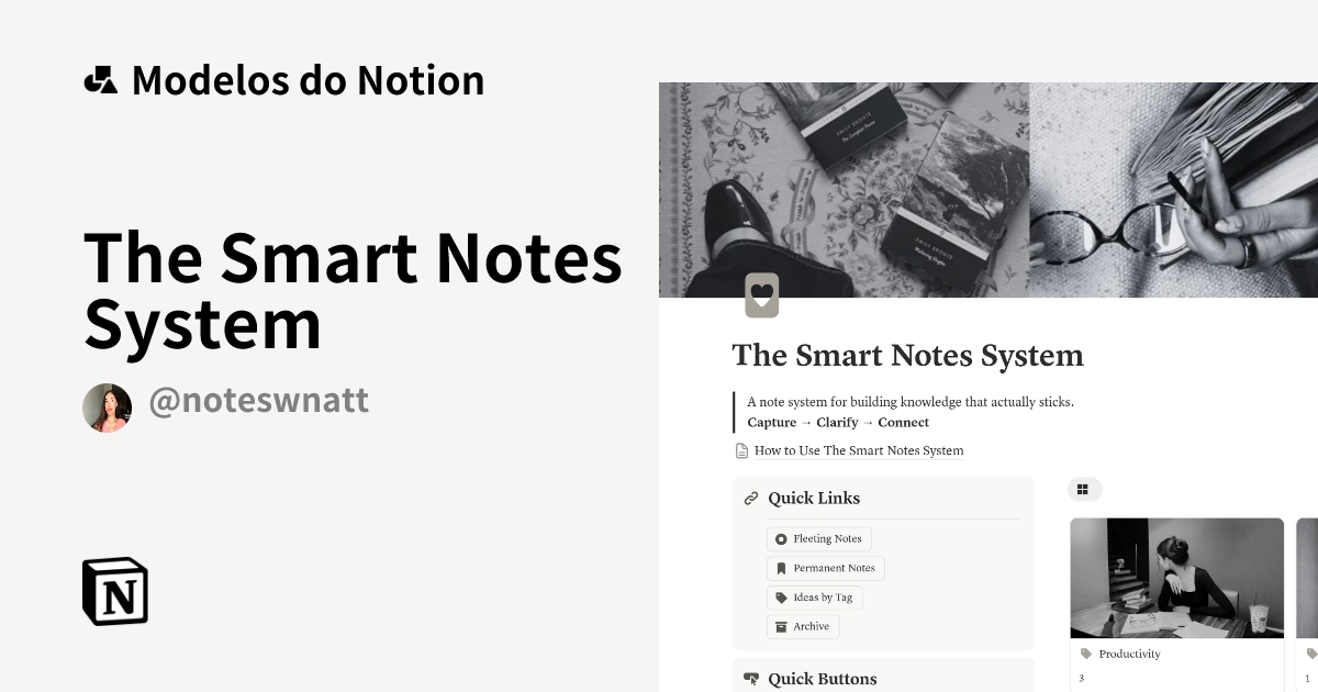 The Smart Notes System Modelo por NoteswNat | Marketplace do Notion