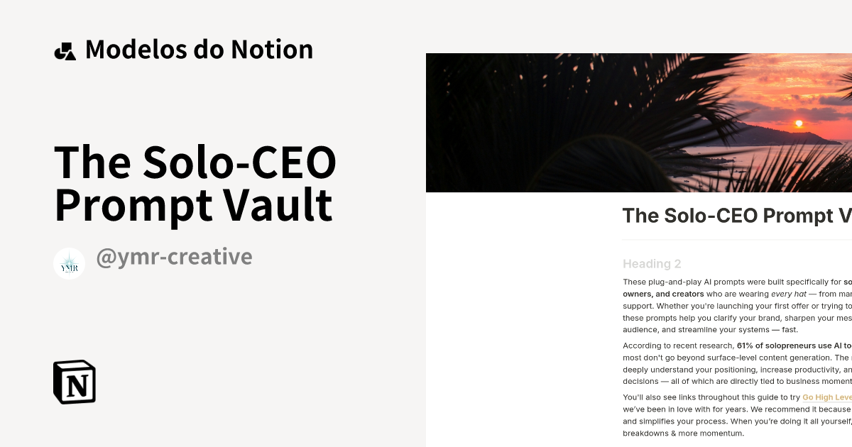 Modelo The Solo-CEO Prompt Vault | Marketplace do Notion