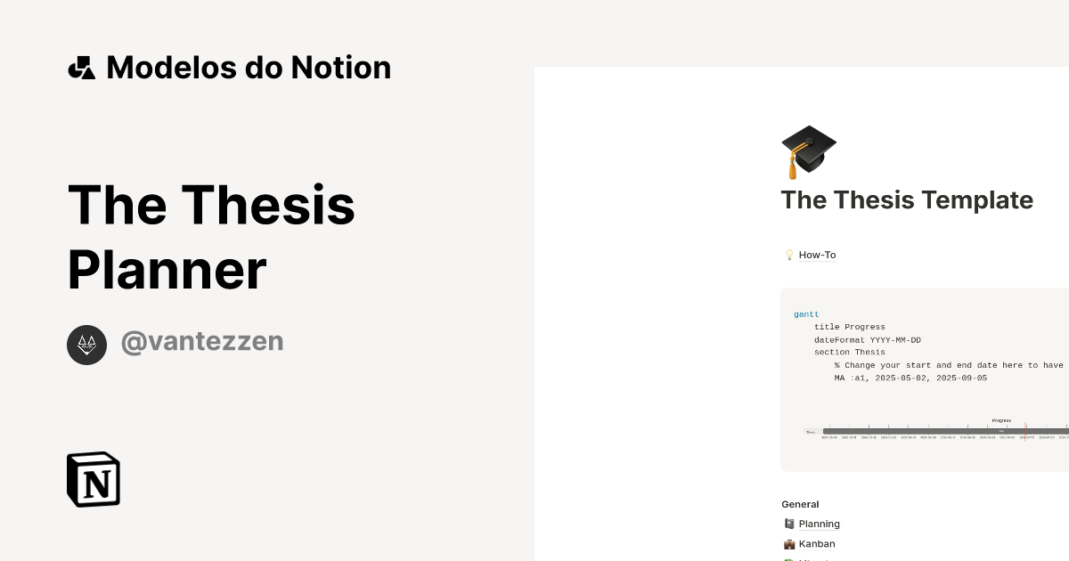 The Thesis Planner Modelo por vantezzen | Marketplace do Notion