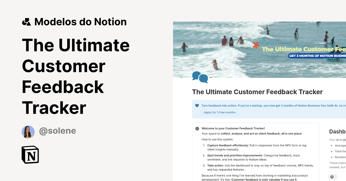 Modelo The Ultimate Customer Feedback Tracker | Marketplace do Notion