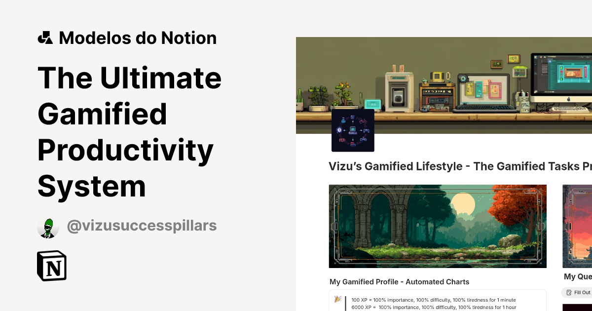 The Ultimate Gamified Productivity System Modelo por VizuSuccessPillars ...
