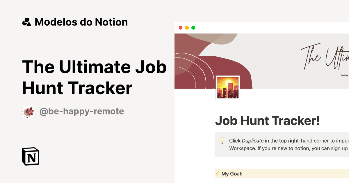 Modelo The Ultimate Job Hunt Tracker | Marketplace do Notion