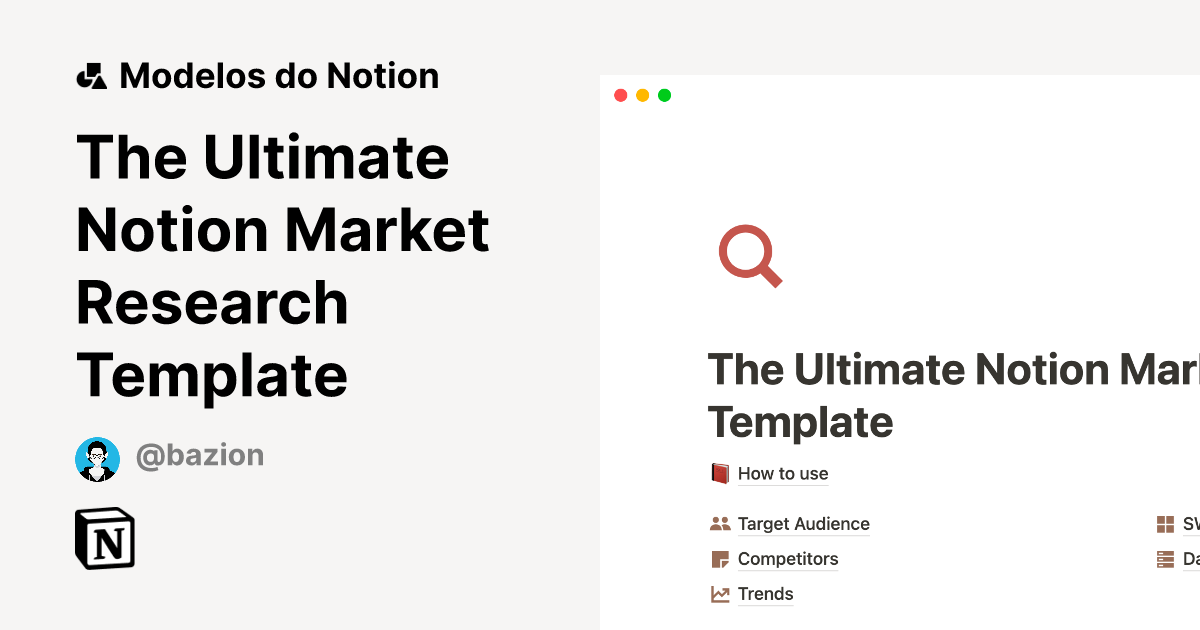 Modelo The Ultimate Notion Market Research Template | Marketplace do Notion