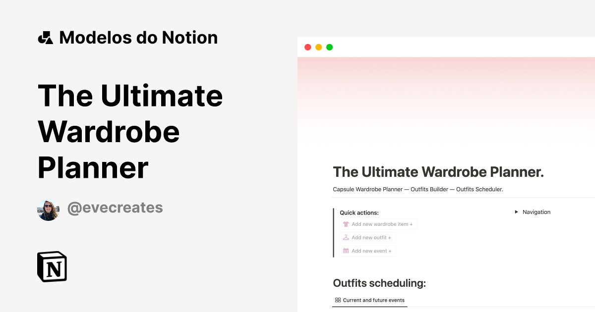 Modelo The Ultimate Wardrobe Planner | Marketplace do Notion