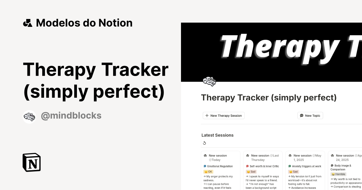 Modelo Therapy Tracker (simply perfect) | Marketplace do Notion