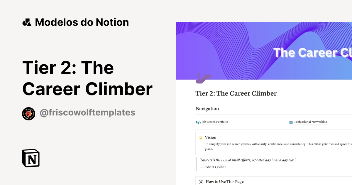 Modelo Tier 2: The Career Climber | Marketplace do Notion