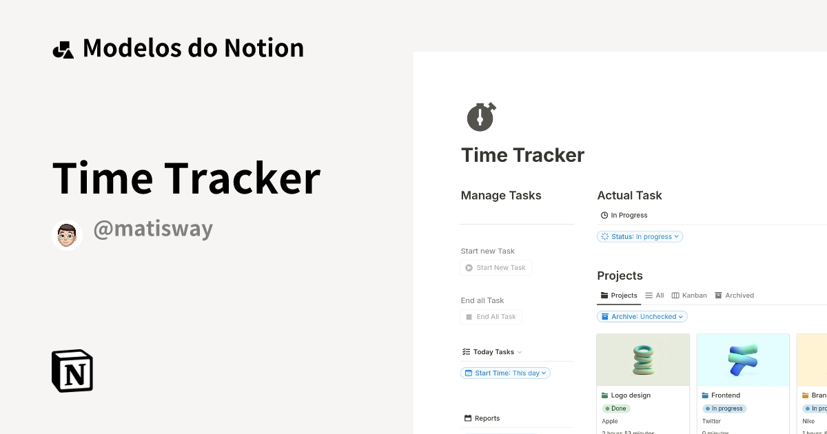 Modelo Time Tracker | Marketplace do Notion