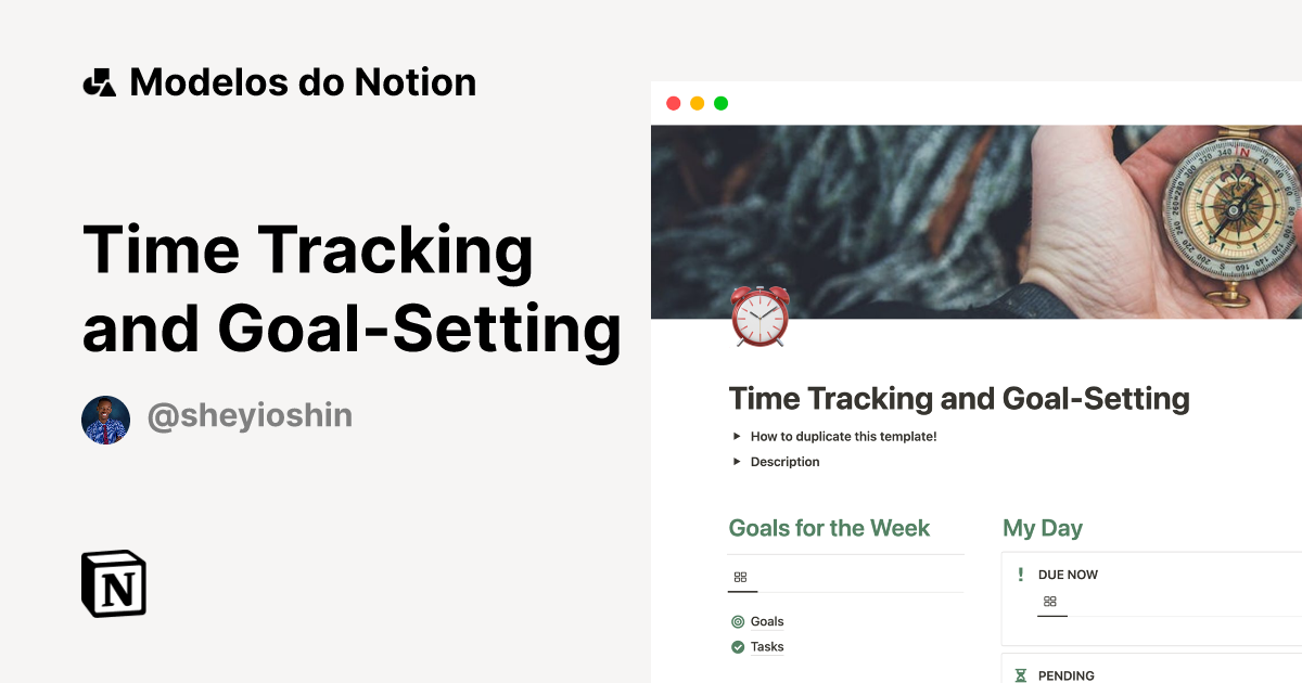 Modelo Time Tracking and Goal-Setting | Marketplace do Notion