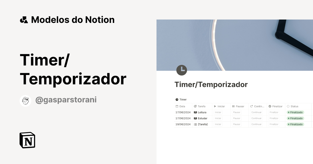 Modelo Timer/Temporizador | Marketplace do Notion