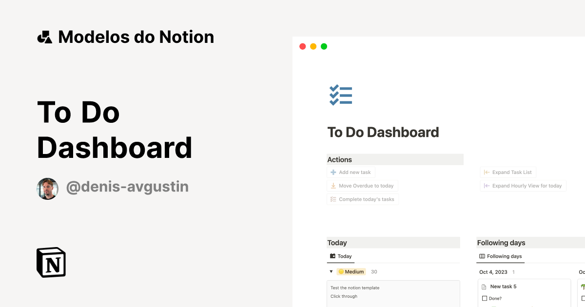 Modelo To Do Dashboard | Marketplace do Notion