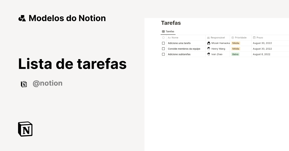 Lista de tarefas Modelo por Notion | Marketplace do Notion
