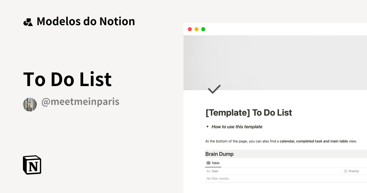 Modelo To Do List | Marketplace do Notion