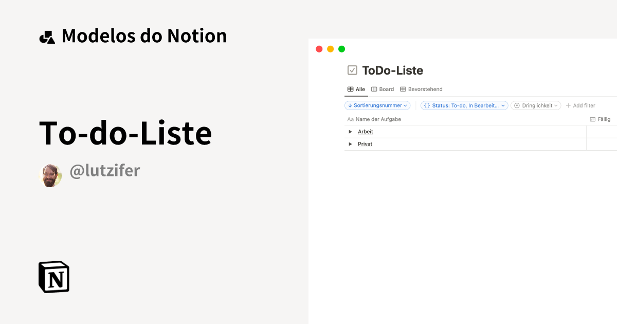 Modelo To-do-Liste | Marketplace do Notion