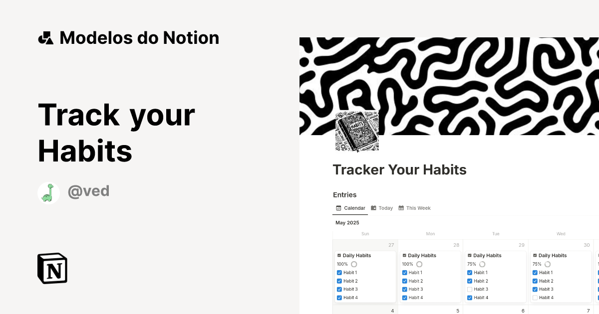 Track your Habits Modelo por VED | Marketplace do Notion