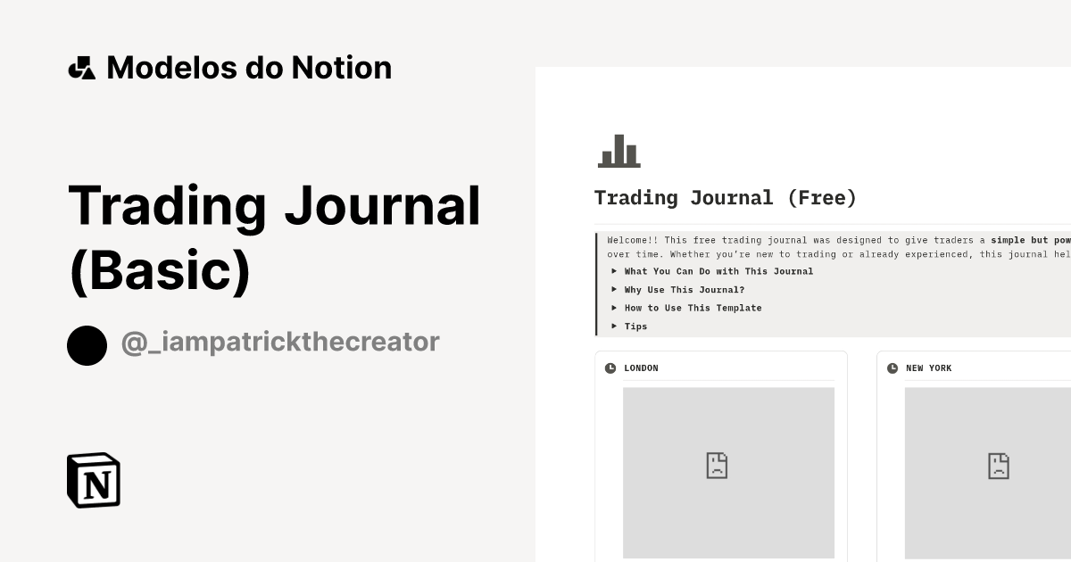 Trading Journal (Basic) Modelo por Patrick Egwuatu | Marketplace do Notion