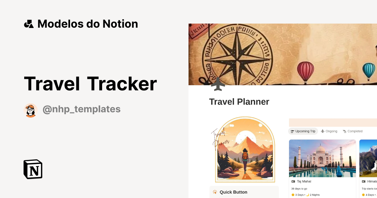 Travel Tracker Modelo por NHP Templates | Marketplace do Notion