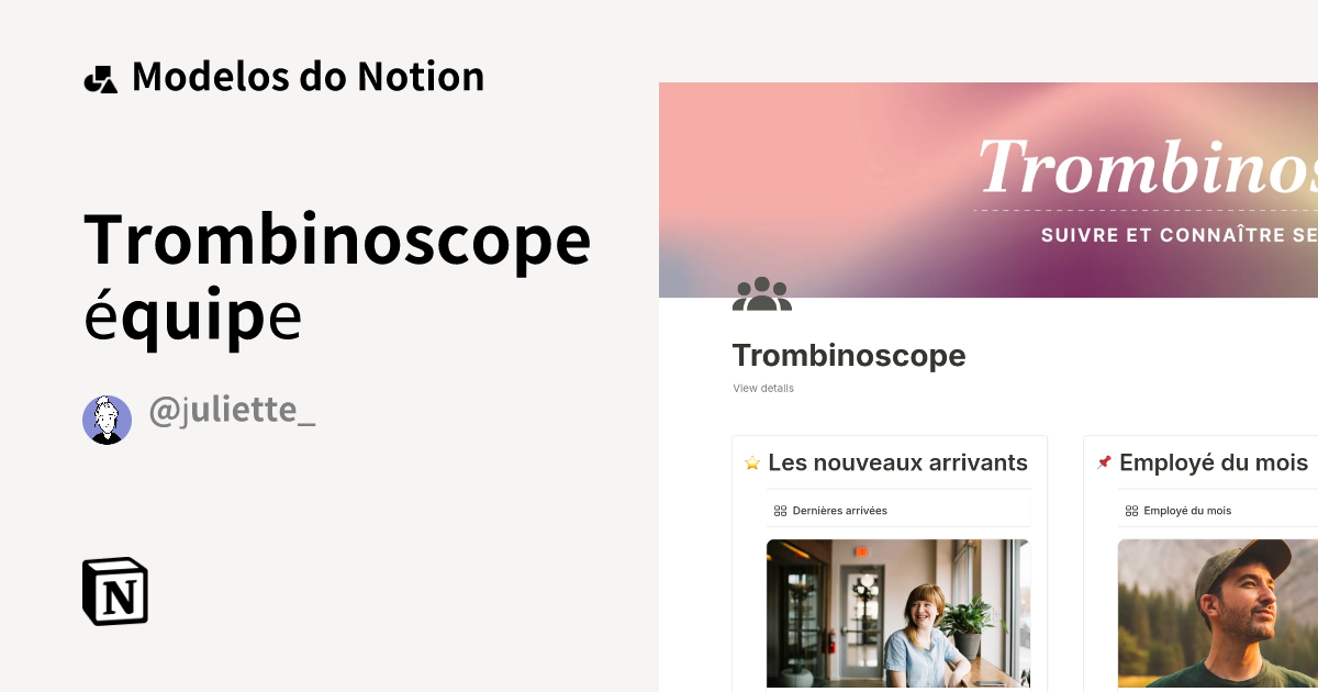 Modelo Trombinoscope équipe | Marketplace do Notion