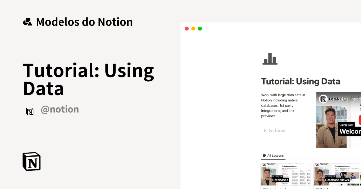 Tutorial: Using Data Modelo por Notion | Marketplace do Notion