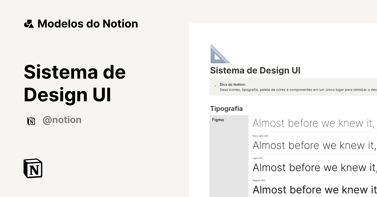 Sistema de Design UI Modelo por Notion | Marketplace do Notion
