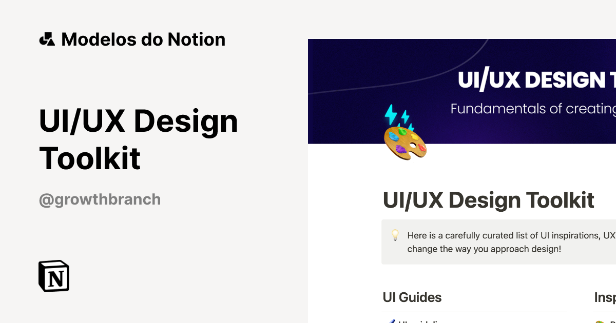 Modelo UI/UX Design Toolkit | Marketplace do Notion