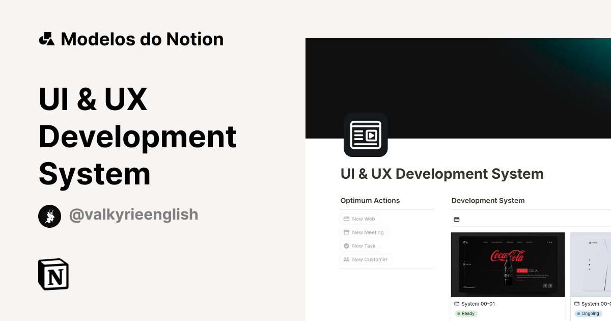 Modelo UI & UX Development System | Marketplace do Notion