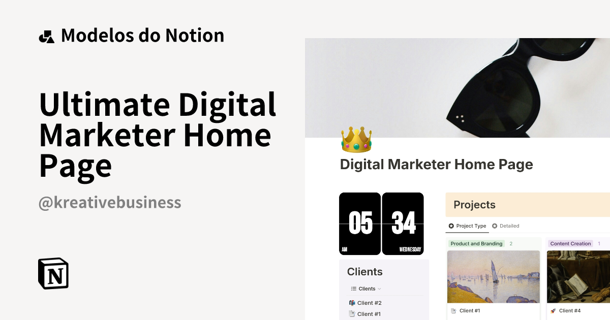 Modelo Ultimate Digital Marketer Home Page | Marketplace do Notion