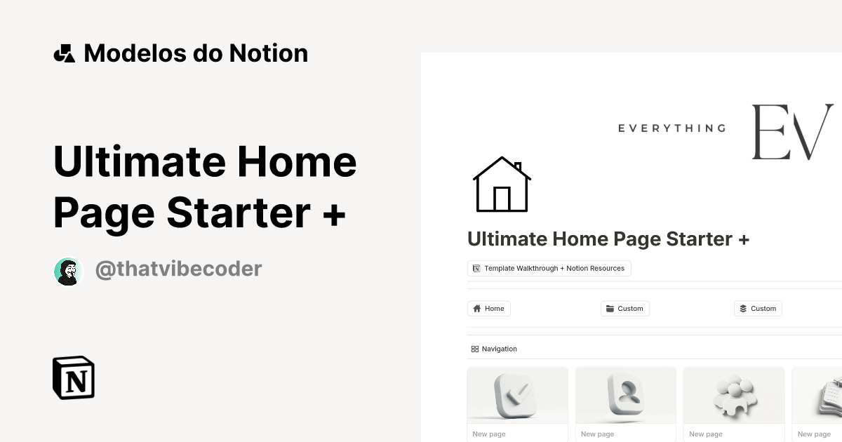 Ultimate Home Page Starter + Modelo por That Vibe Coder | Marketplace do Notion