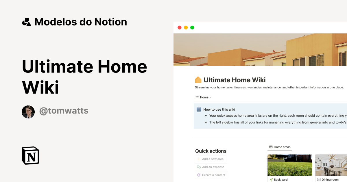 Modelo Ultimate Home Wiki | Marketplace do Notion